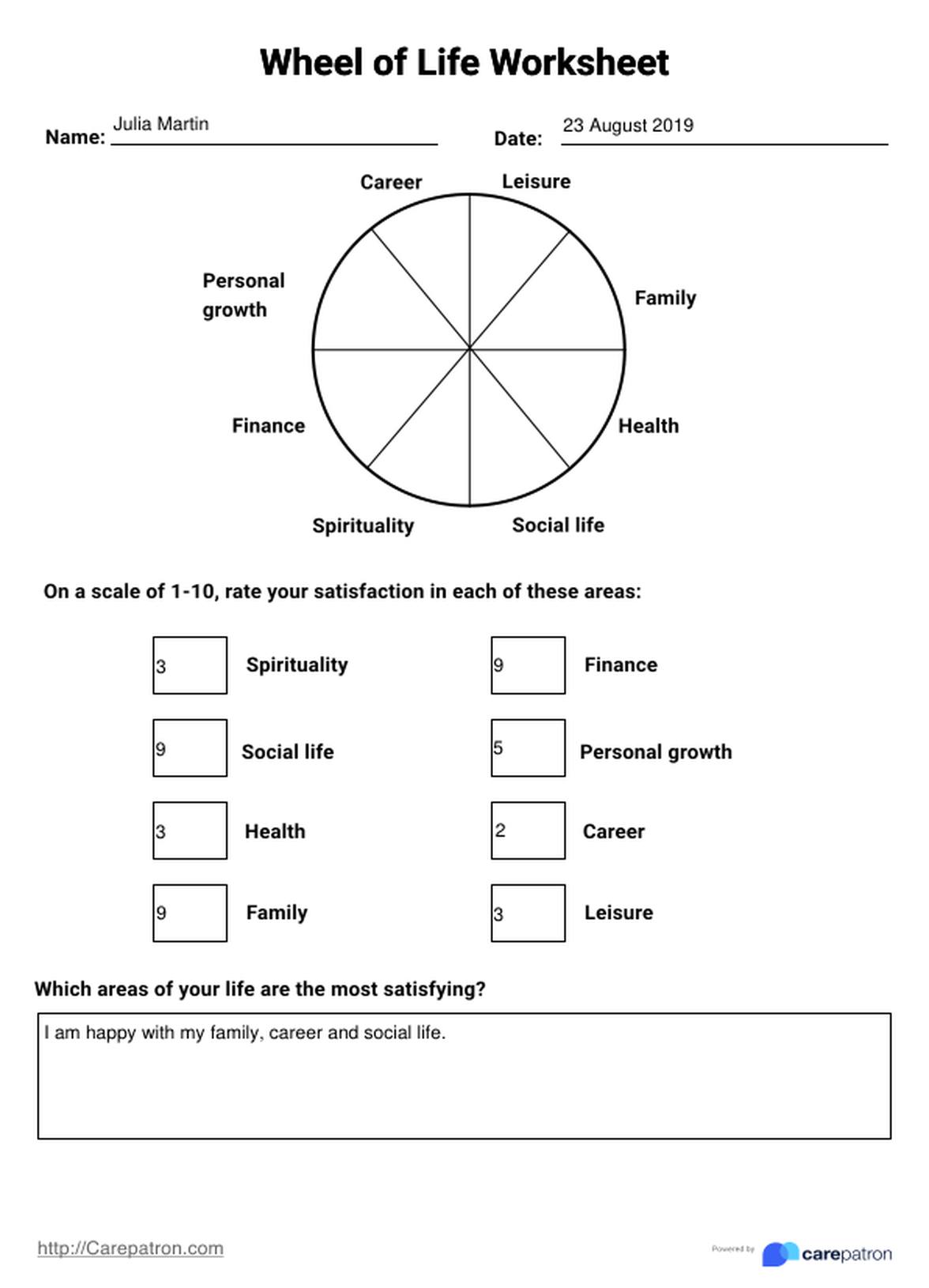 Wheel Of Life Assessment & Example | Free PDF Download