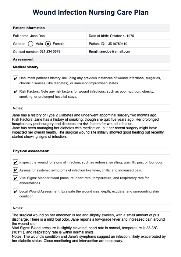 Wound Infection Nursing Care Plan Template & Example | Free PDF Download