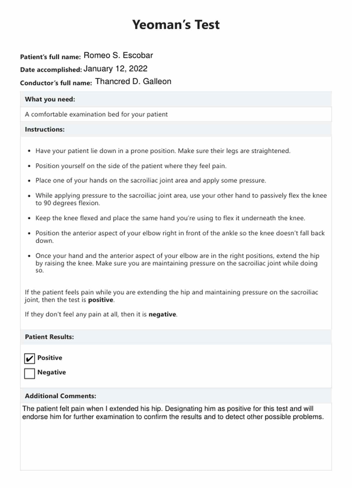 Yeoman’s Test & Example | Free PDF Download
